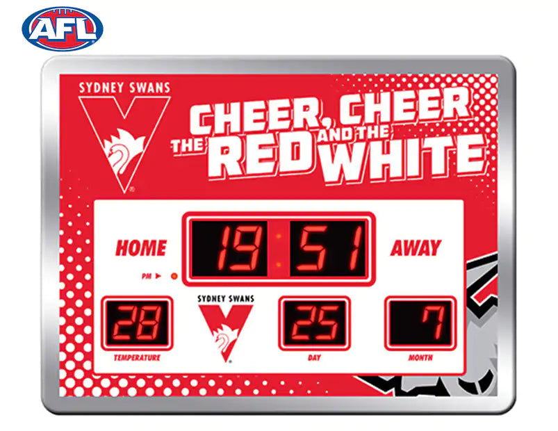 Sydney Swans AFL Glass Scoreboard LED Clock – Exclusive Collections ...
